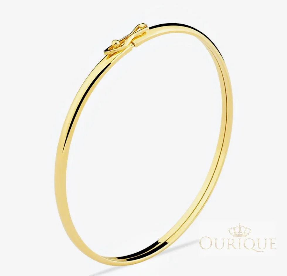 Pulseira Argola Ouro 18k 750 Com Pingente Bracelete Modelo algema ...